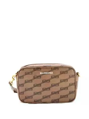 Balenciaga Signature Camera Bag Bb Monogram Coated Canvas Small Crossbody Bag - Brown