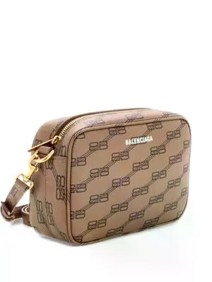 Balenciaga Signature Camera Bag Bb Monogram Coated Canvas Small Crossbody Bag - Brown