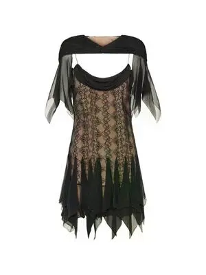 Valentino Garavani Lace-panelled Handkerchief-hem Dress