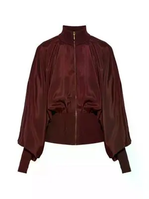 Zimmermann Clash Silk Bomber Jacket - Red