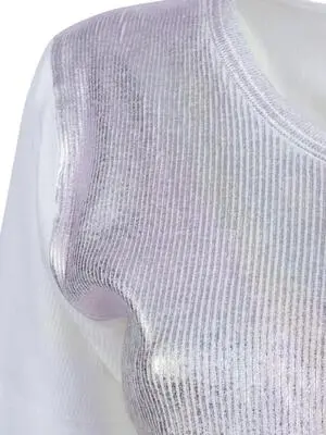 SECOND FEMALE Metallic-effect Ribbed T-shirt