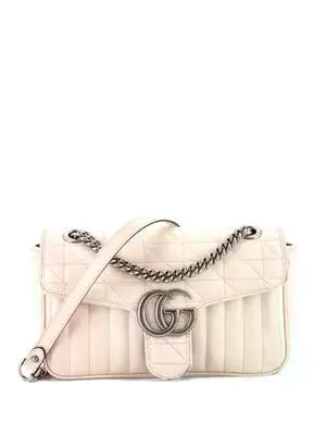 Gucci Gg Marmont Flap Bag Mixed Matelasse Leather Small Shoulder Bag - Neutrals
