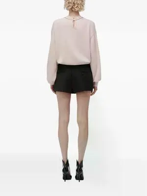 Alexander Wang Long-sleeve Crew With Inlayed Crystal Necklace Sweater
