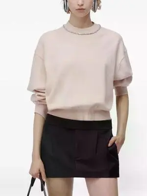 Alexander Wang Long-sleeve Crew With Inlayed Crystal Necklace Sweater