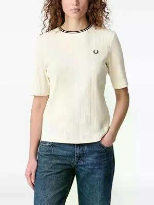 Fred Perry Laurel Wreath Ribbed-knit T-shirt - Neutrals