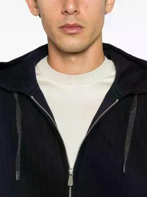ALBERTO GOZZI Ribbed-knit Zip-up Hoodie
