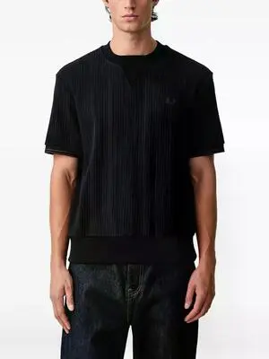 Fred Perry Ribbed-knit Embroidered T-shirt - Blue