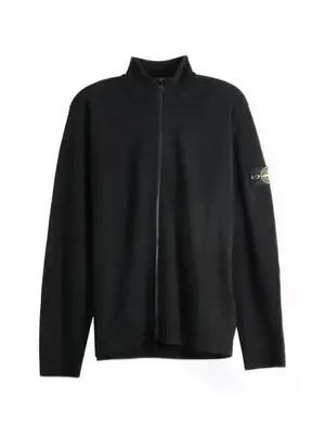 Stone Island Logo-patch Zip-up Cardigan - Black