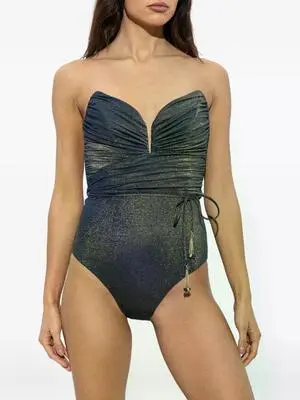 Zimmermann Metallic-effect Ruched Swimsuit