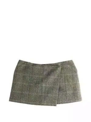Sporty & Rich Astrid Check Wrap Mini Skirt - Brown