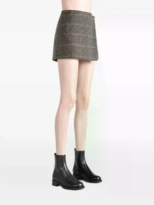 Sporty & Rich Astrid Check Wrap Mini Skirt