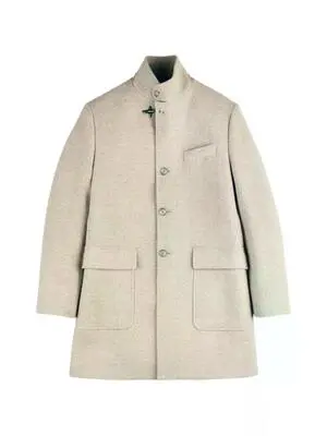 FAY Herringbone-pattern Single-breasted Coat - Neutrals