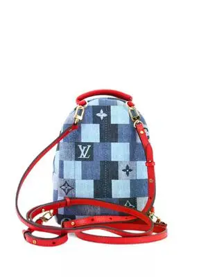 LOUIS VUITTON Palm Springs Damier And Monogram Patchwork Denim Mini Backpack - Blue