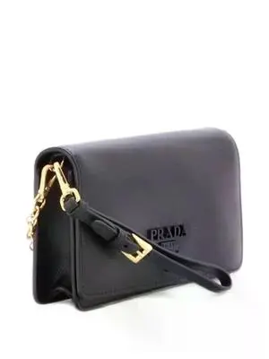 Prada Monochrome Wristlet Wallet On Chain Saffiano Leather Mini Clutch Bag