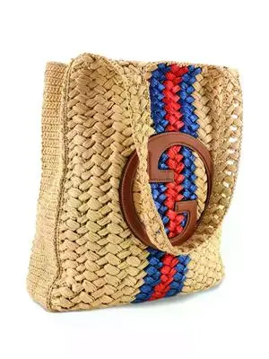 Gucci Blondie Nm Open Raffia Small Tote Bag