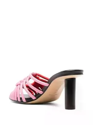 JW Anderson Woven Heeled Leather Plot Sandals In & Bubblegum Pink