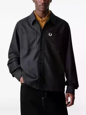 Fred Perry Logo-embroidered Chest-pocket Shirt - Grey