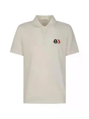 Moncler Logo-patch Cotton Piquet Polo Shirt - Neutrals