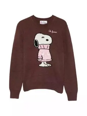 MC2 SAINT BARTH Snoopy-intarsia Crew-neck Sweater - Brown