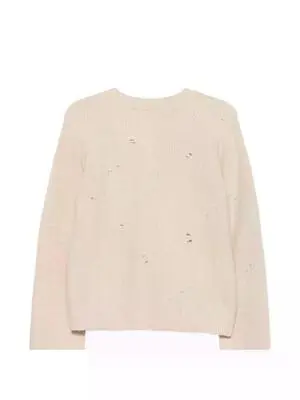 LANEUS Distressed Ribbed-knit Sweater