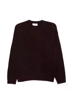 LANEUS Crew-neck Ribbed-trim Sweater - Red