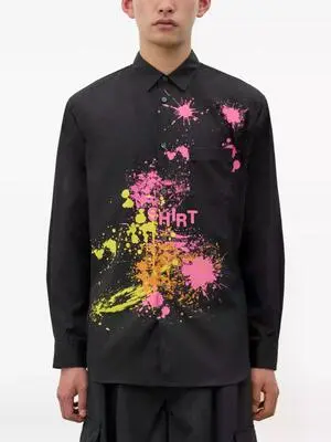 Comme Des Garçons Paint-splatter Longsleeved Shirt