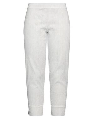 120% Lino Woman Pants Light Grey Size 8 Linen, Cotton, Elastane Grey