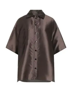 Sandro Shirt Chocolate Size Polyester, Silk