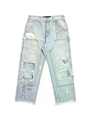PALY Busted Distressed Studded Jeans - Blue