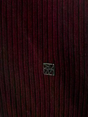 MOS MOSH Mmtova Ribbed-knit Logo-plaque Scarf - Red