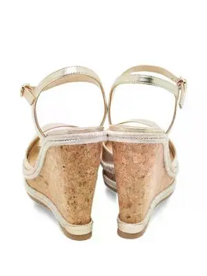 JIMMY CHOO Perla Leather Wedge Sandals