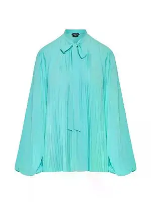 TOM FORD Crepe-de-chine Sunray-plissé Lavalliere Shirt - Blue