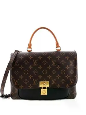 LOUIS VUITTON Marignan Handbag Monogram Canvas With Leather Shoulder Bag - Black
