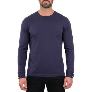 MACEOO Long Sleeve T-shirt With Button Cuffs - Blue