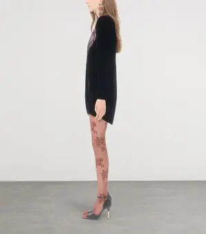 Valentino Garavani Velvet Lace-trim Mini Dress - Black