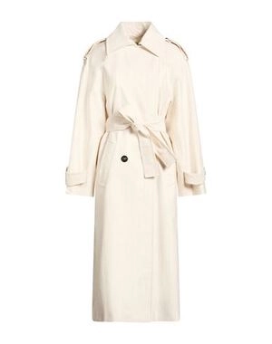 Max & Co. Overcoat & Trench Coat Ivory Size Cotton, Virgin Wool
