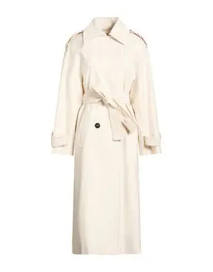 Max & Co. Overcoat & Trench Coat Ivory Size Cotton, Virgin Wool
