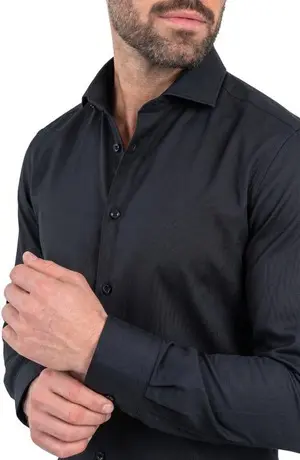 MACEOO Einstein Long Sleeve Stretch Dress Shirt - Black