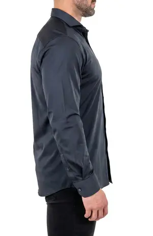 MACEOO Einstein Long Sleeve Stretch Dress Shirt - Black