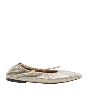 Stella McCartney Chain-detail Crackled-effect Ballet Flats