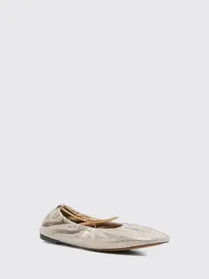 Stella McCartney Chain-detail Crackled-effect Ballet Flats