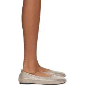 Stella McCartney Chain-detail Crackled-effect Ballet Flats