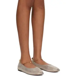 Stella McCartney Chain-detail Crackled-effect Ballet Flats
