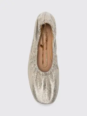 Stella McCartney Chain-detail Crackled-effect Ballet Flats