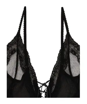 Blumarine Marquisette And Lace Thong Bodysuit