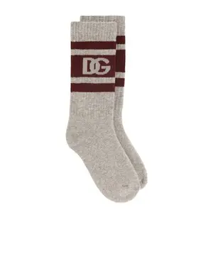 Dolce & Gabbana Logo-detail Striped Socks - Gray