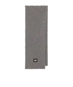 Dolce & Gabbana Logo-plaque Ribbed Scarf - Gray