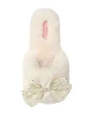 Thalia Sodi Blingbo Faux Fur Bling Bow Slipper - Ivory