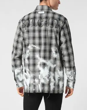 Philipp Plein Padded Vintage Checked Military Overshirt Ls Gothic Plein