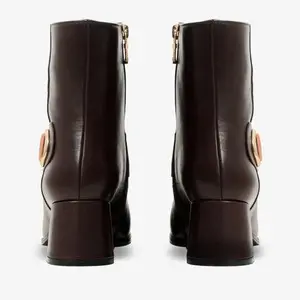 VINCI LEATHER SHOES The Windsor Leather Block Heel Boot
